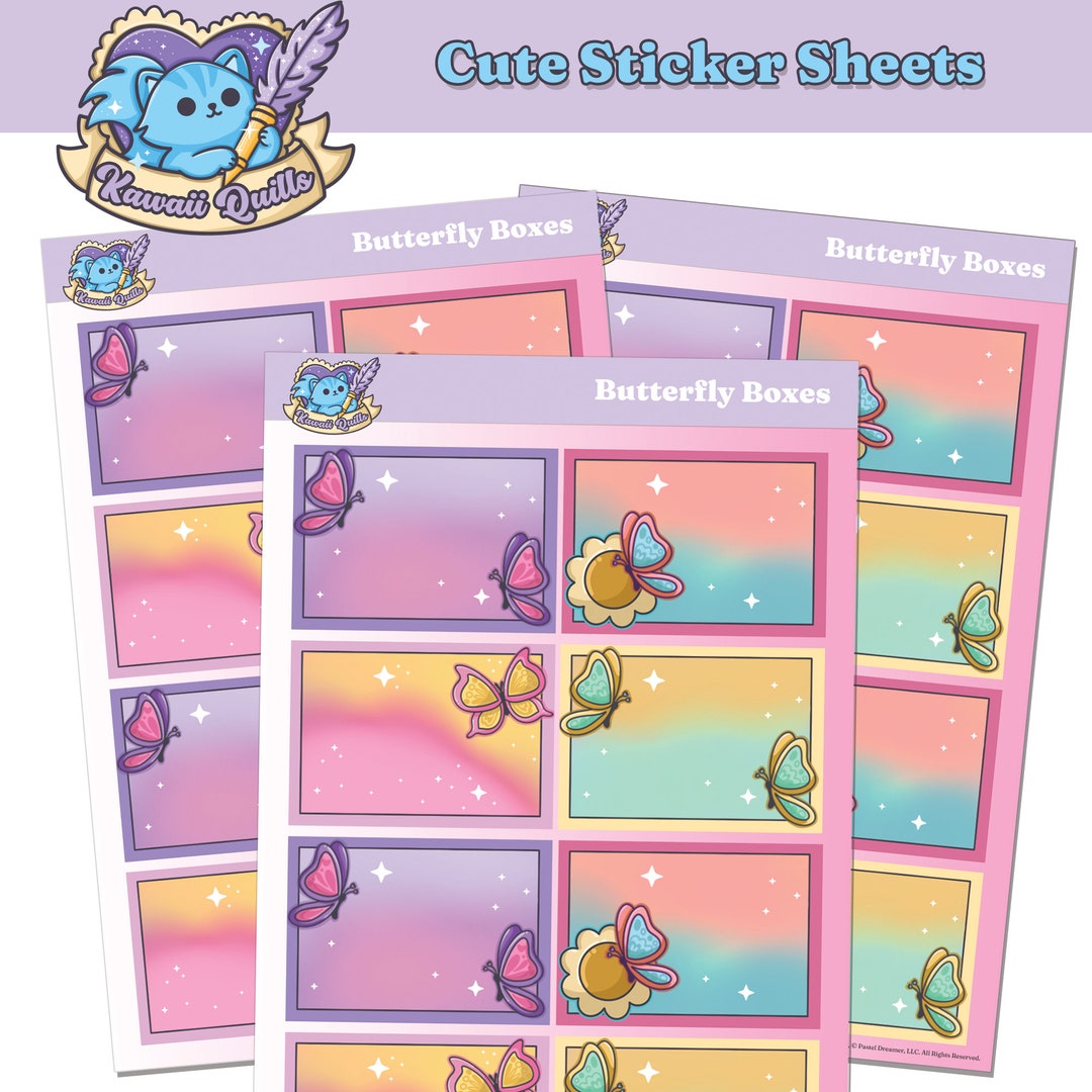 Butterfly Planner Box Stickers Planner Accent Sticker, Cute Butterfly ...