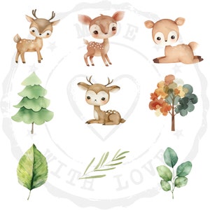 Watercolor Reindeer Clipart: Woodland Deer PNG Images (digital Download ...