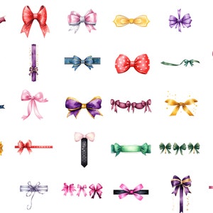Bow Clipart | Watercolor Ribbon Clip Art Bundle Set | Transparent PNG ...