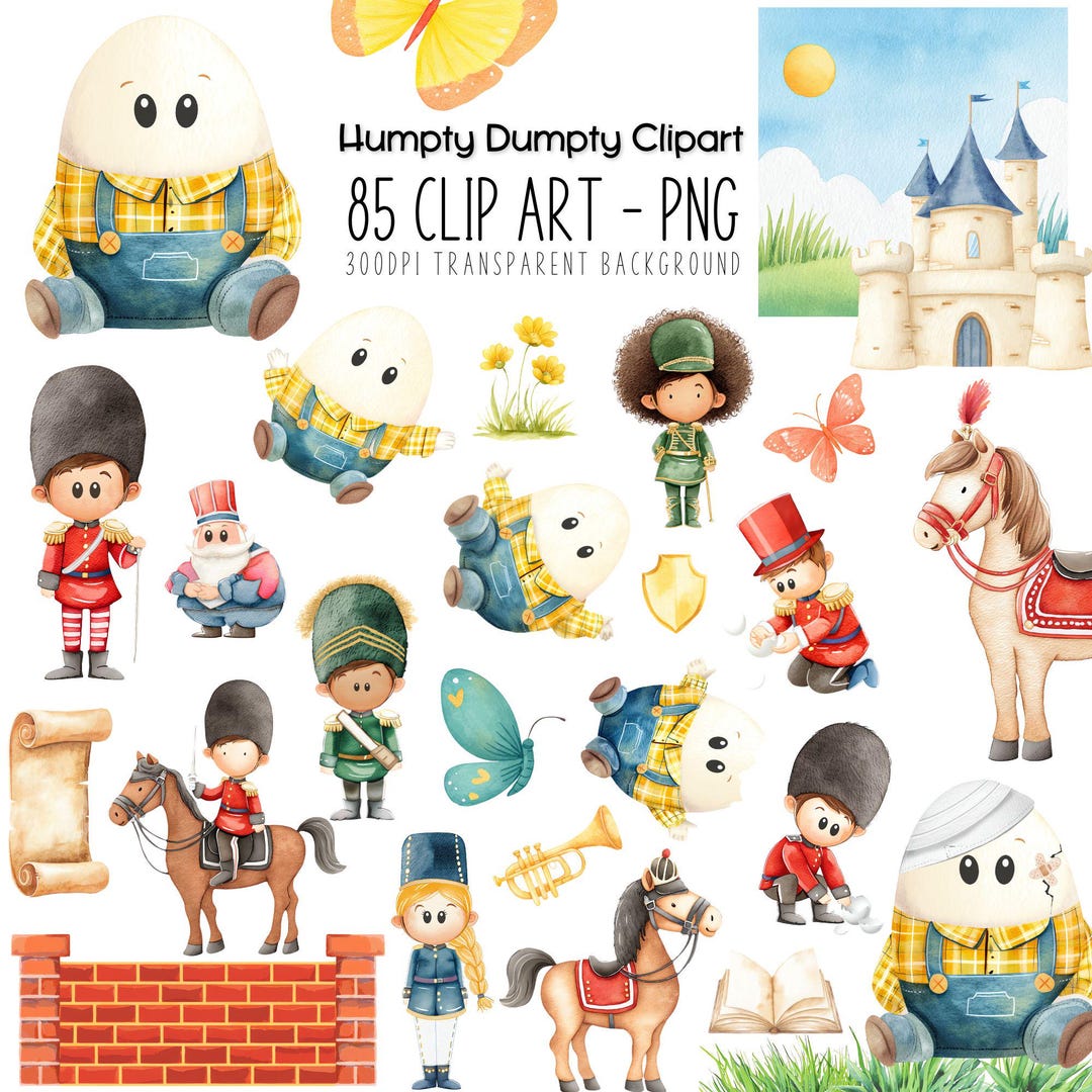 Humpty Dumpty Clip Art Bundle, Kids Nursery Rhymes PNG, Castle ...