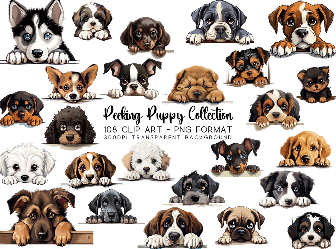 Watercolor Puppy Clipart Bundle: 108 Dog Breed PNG Designs (digital ...