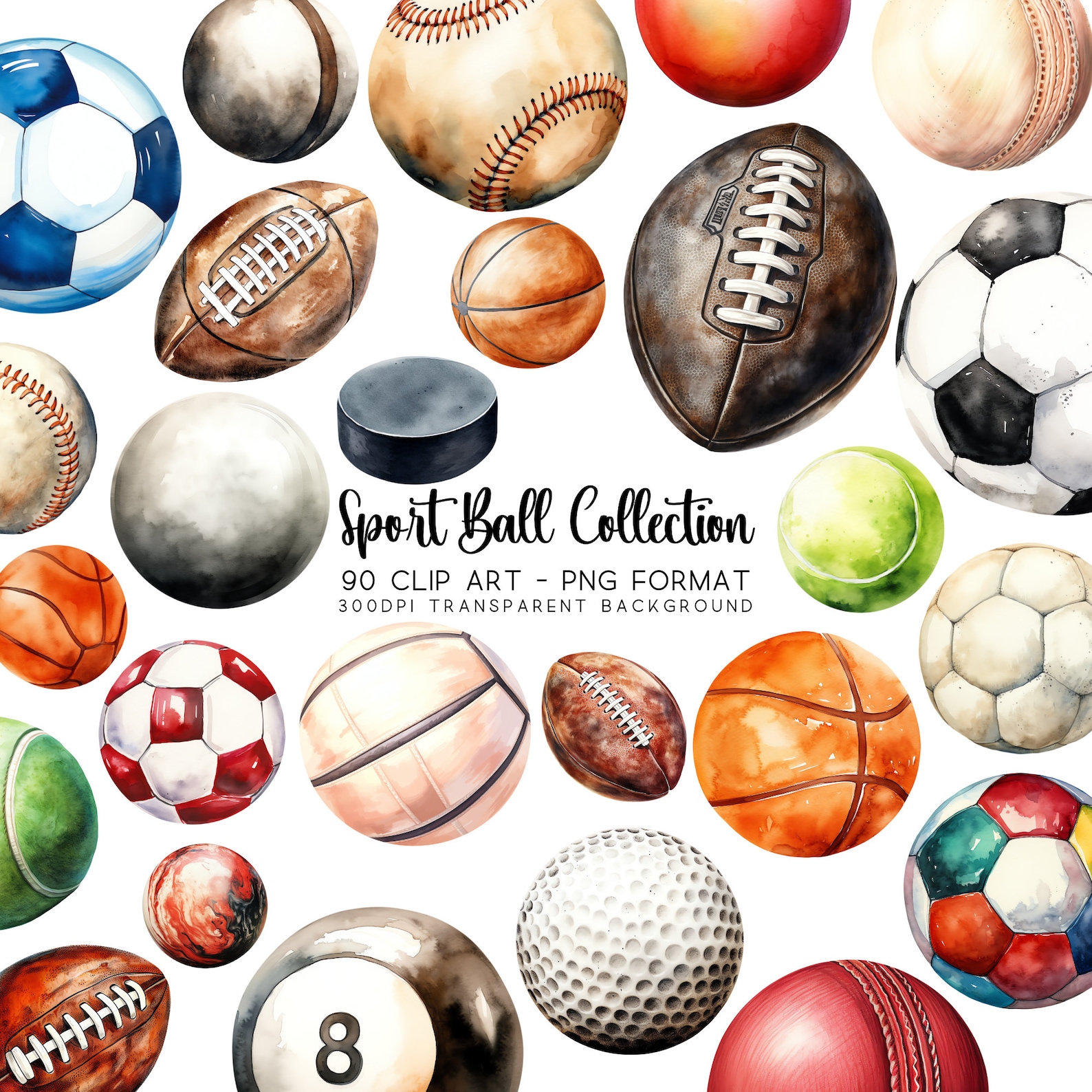 Sports Ball Clipart Collection - 90 PNG & JPG: Basketball, Football ...