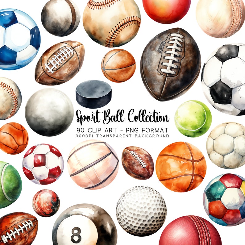 Sports Ball Clipart Collection - 90 PNG & JPG: Basketball, Football ...