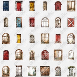 Door Clipart and Window Clip Art, Vintage Art Deco Doors and Windows ...