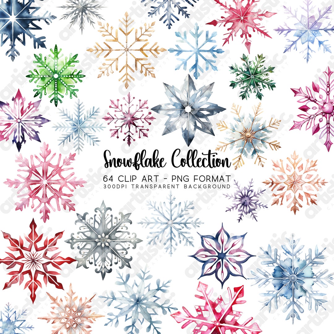 Snowflake Clipart Bundle - Christmas Watercolor Snow & Cookie ...