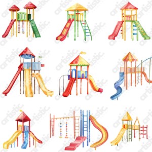 Playground Clipart Watercolor Bundle: (40 PNG) Digital Download Image ...