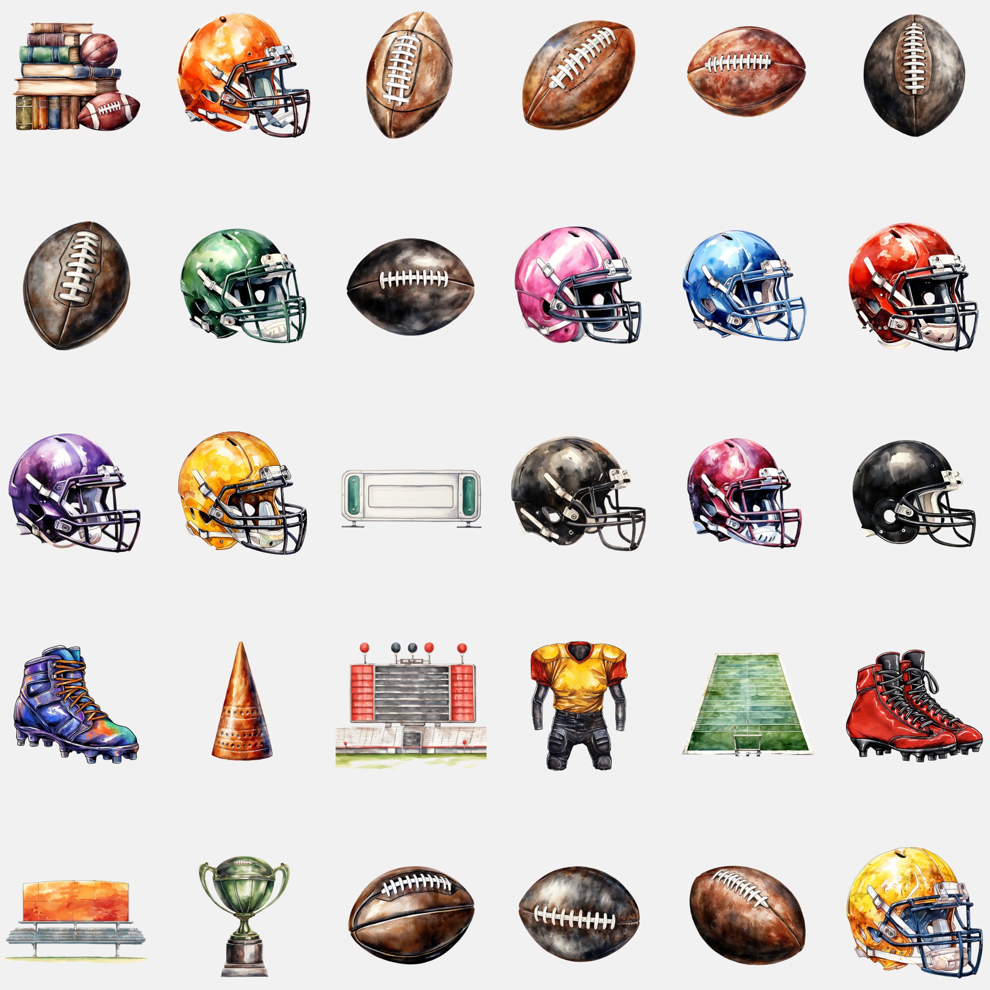 Football Clipart: 90 PNG Sport Graphics (digital Download) - Etsy