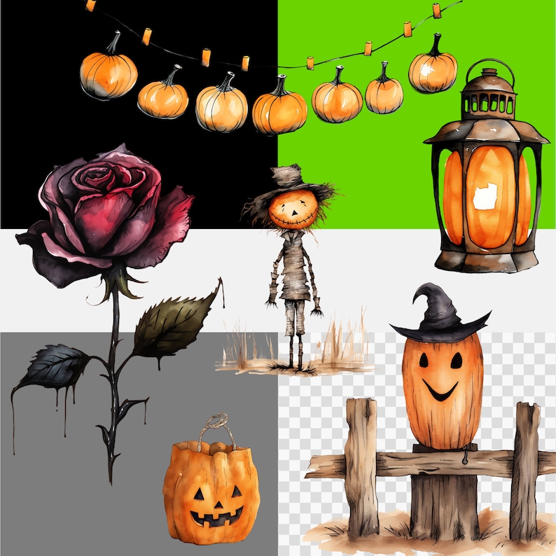 Halloween Clipart Watercolor Bundle – Spooky PNG Images (230) - Etsy