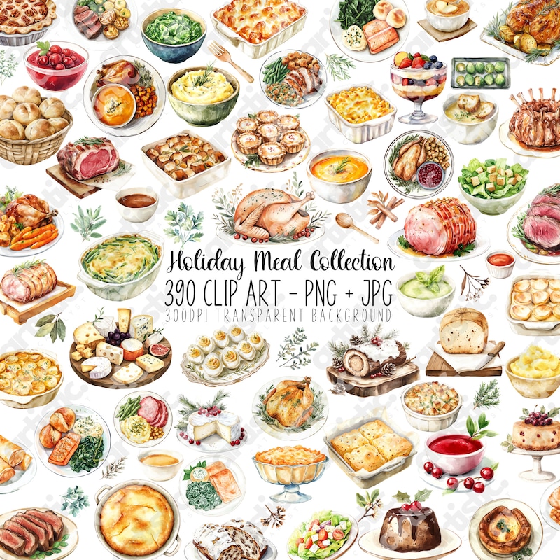 Christmas Breakfast Clipart - Etsy