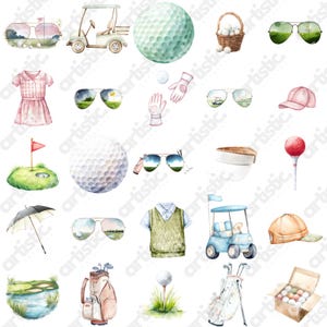Golf Clipart Watercolor Bundle: Sports PNG Set (275 Files) - Etsy