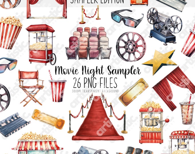Movie Night Clipart - Movie Clip Art Cinema Retro Clipart Vintage ...