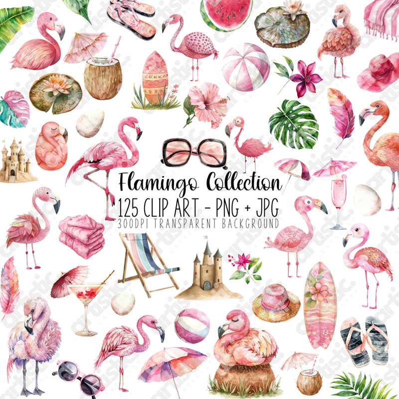 Flamingo Clipart - Etsy