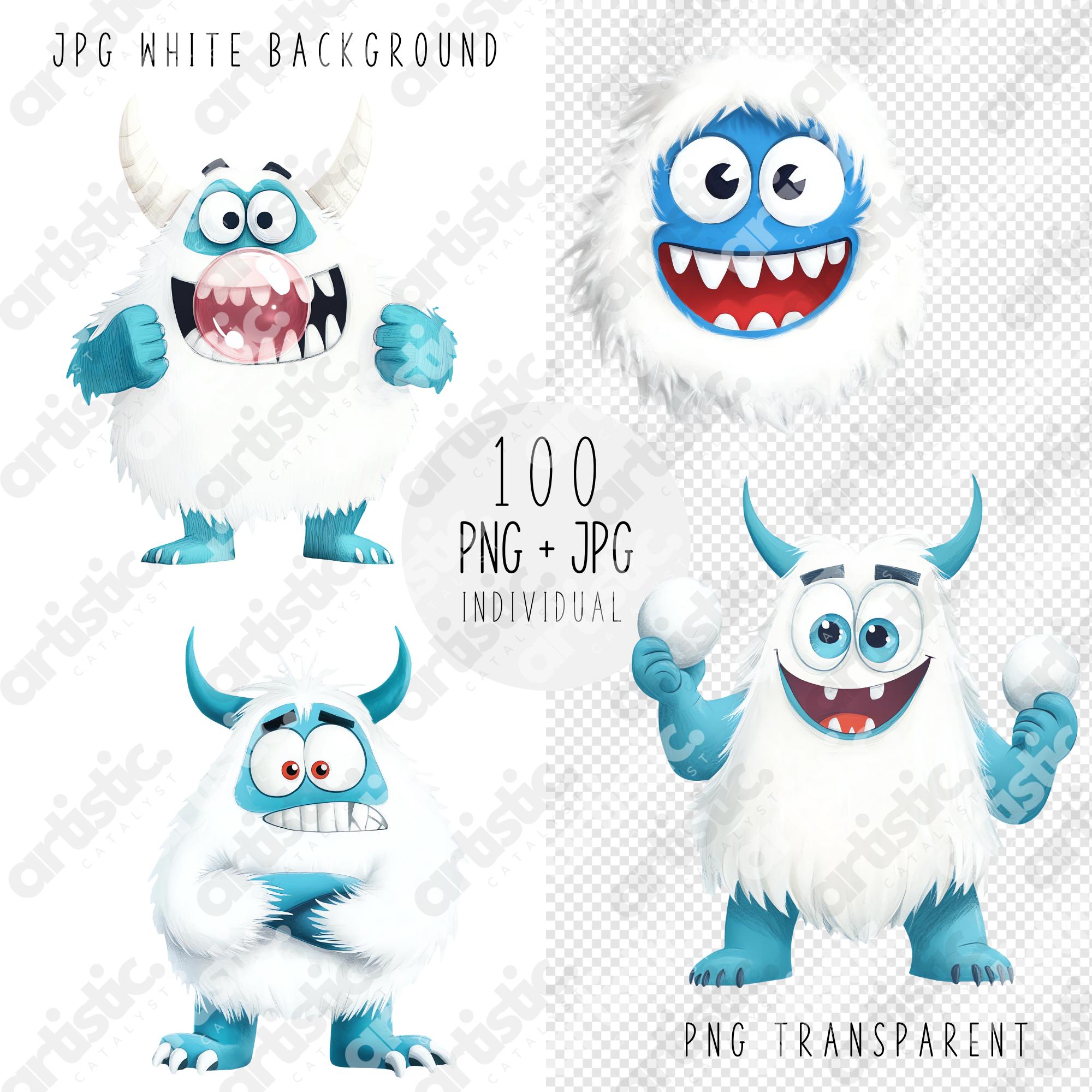 Yeti Clipart Bundle - Abominable Snowman, Bigfoot Png, Cute Sasquatch ...