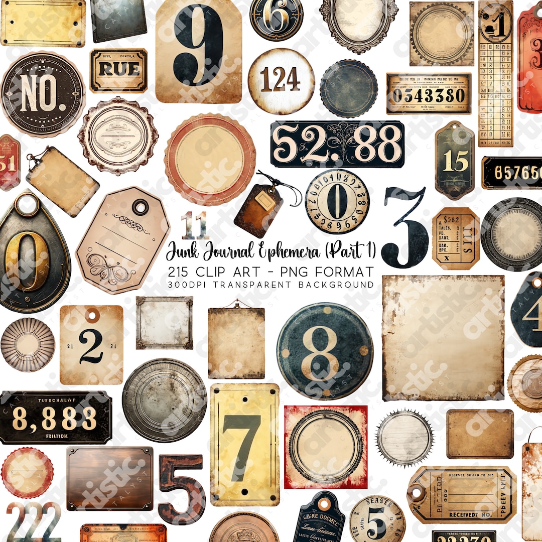 Junk Journal Clipart, Label Clip Art, Tag Png Image - Vintage Inspired ...