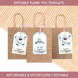 Yeti Birthday Party Thank You Tag - Card Label Design Printable ...