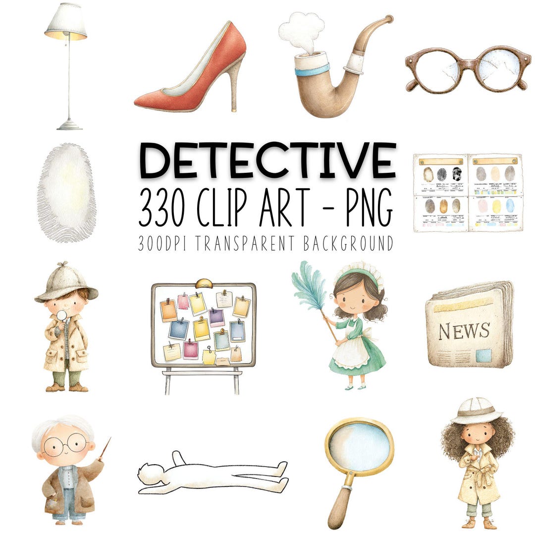 Detective Clipart Bundle: Spy Party Decor, Kids Activity Pack (330 Pngs ...