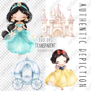 Princess Clipart Watercolor Bundle: 133 PNG Digital Designs - Etsy