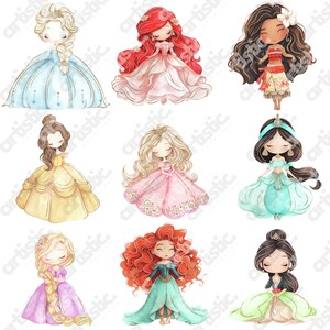 Princess Chibi Clipart Bundle – Glitter Princess PNG, DIY Party ...