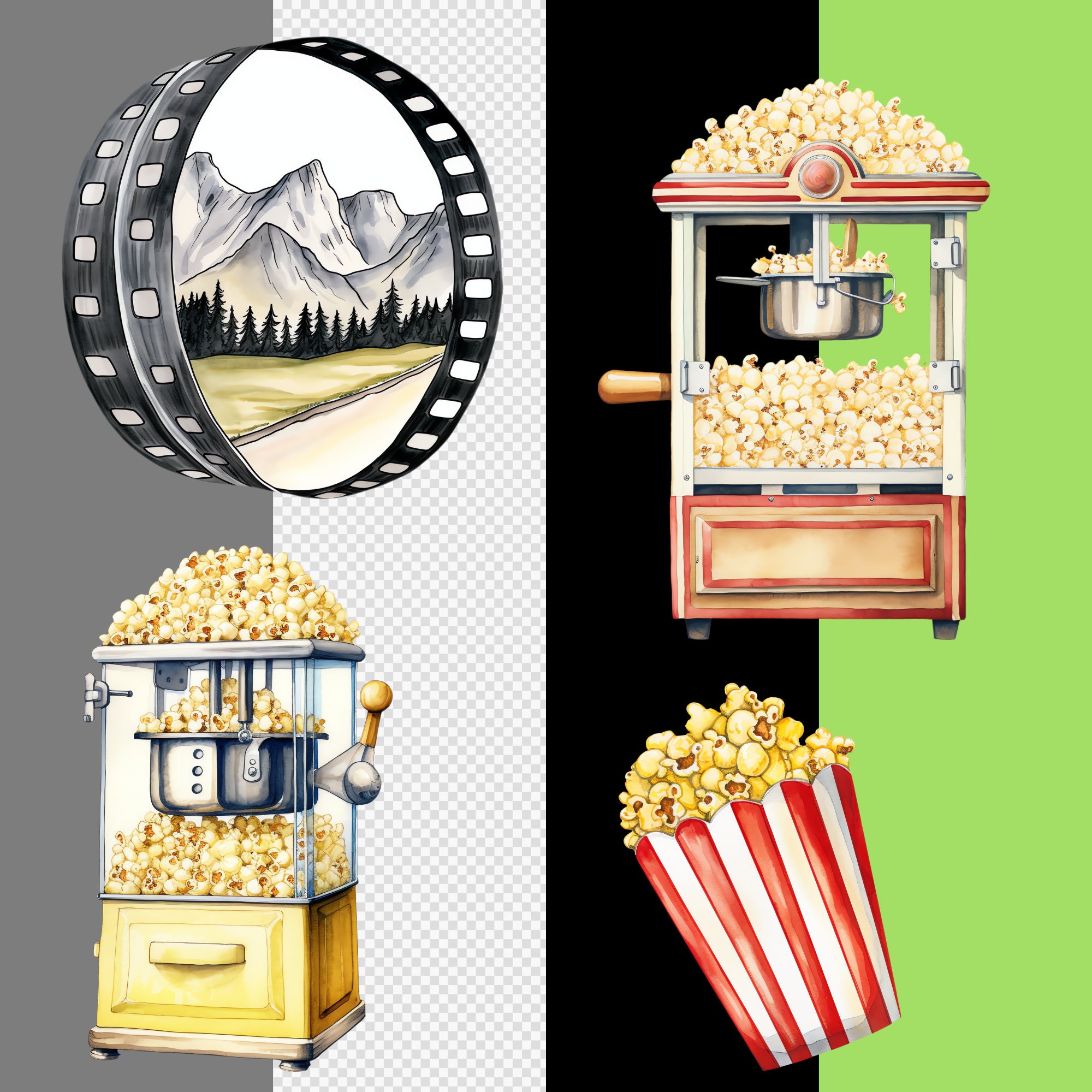 Movie Night Clipart Bundle: Red Carpet, Popcorn, Theater (108 PNG Files ...