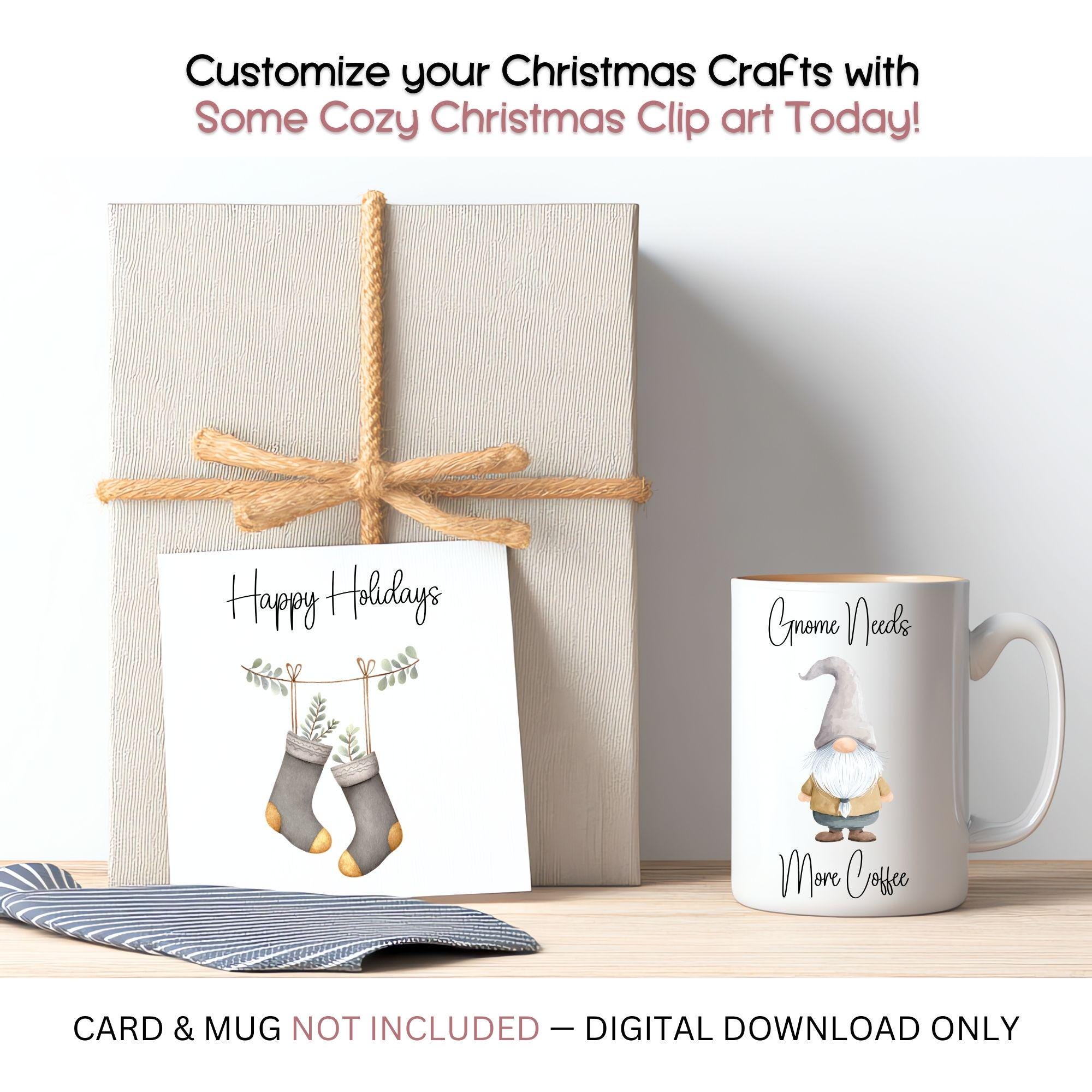 Scandinavian Christmas Clipart Bundle: Watercolor Holiday PNG Designs ...
