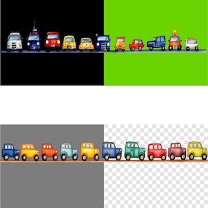 Watercolor Toy Car Border Clipart: PNG/JPG, Kids Nursery (digital ...