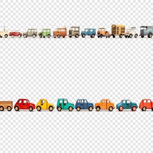 Watercolor Toy Car Border Clipart: PNG/JPG, Kids Nursery (digital ...