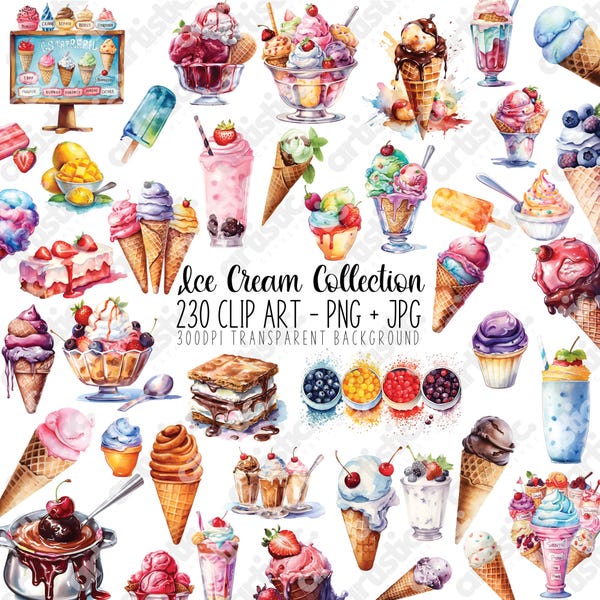 Ice Cream Clipart - Etsy