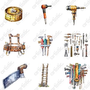 Watercolor Tool Clipart Bundle: Mechanic & Construction Art (26 PNG) - Etsy
