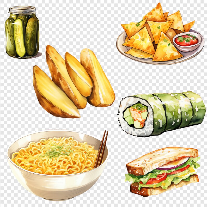 Lunch Clipart Bundle 200 Menu Clip Art in Watercolour Print - Etsy