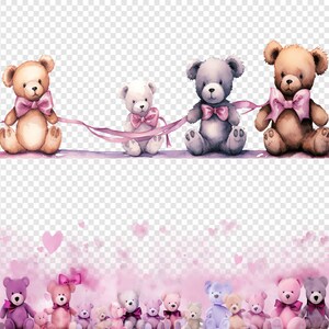 Teddy Bear Border Clipart Set, Watercolour Clipart Borders PNGJPG ...