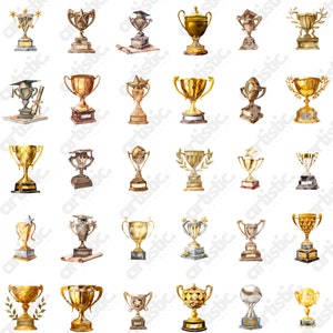 Watercolor Trophy Clipart Bundle: Graduation Awards (PNG Digital ...