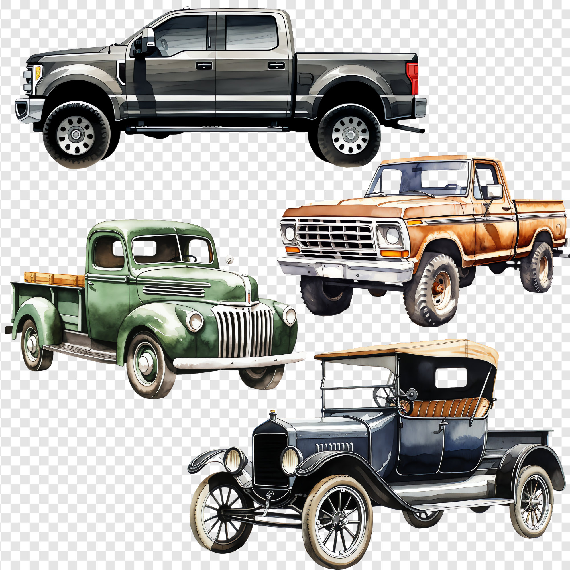 Watercolor Truck Clipart Set: 90 PNG Truck Decals (12x12, 300dpi) - Etsy