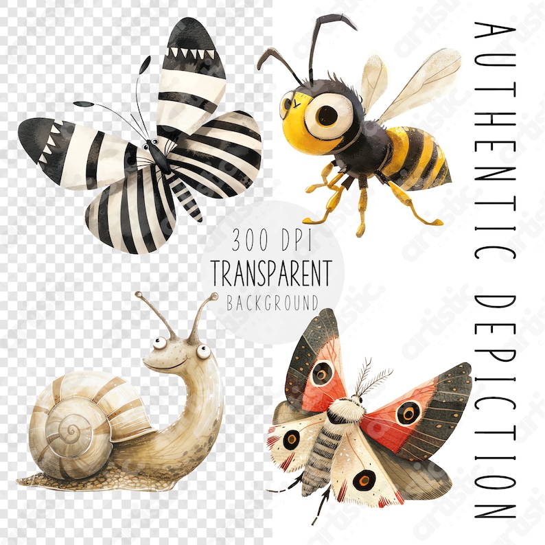 Watercolor Bugs Clipart Bundle: Insect PNG Graphics (digital Download ...