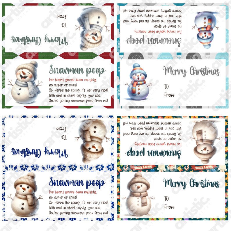 Snowman Poop Gift Tags - Printable for Kids - Christmas Eve Fun ...