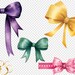Bow Clipart | Watercolor Ribbon Clip Art Bundle Set | Transparent PNG ...