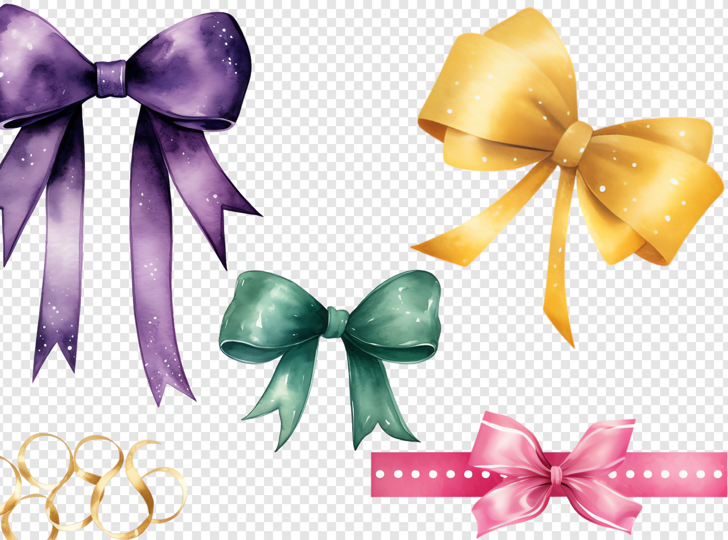 Bow Clipart | Watercolor Ribbon Clip Art Bundle Set | Transparent PNG ...