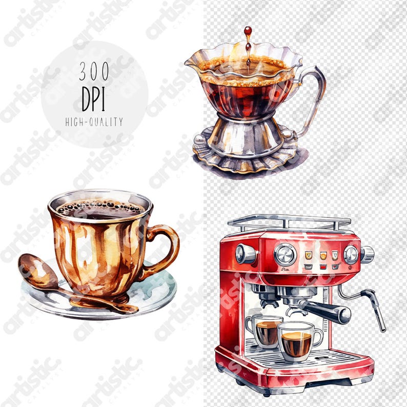 Watercolor Coffee Clipart Bundle: Autumn Drinks, Scrapbooking (26 PNG ...
