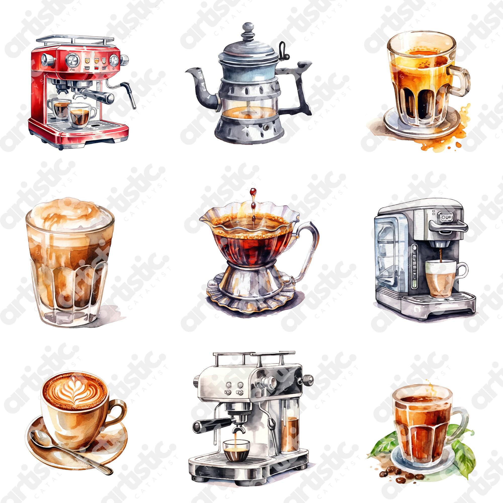 Watercolor Coffee Clipart Bundle: Autumn Drinks, Scrapbooking (26 PNG ...