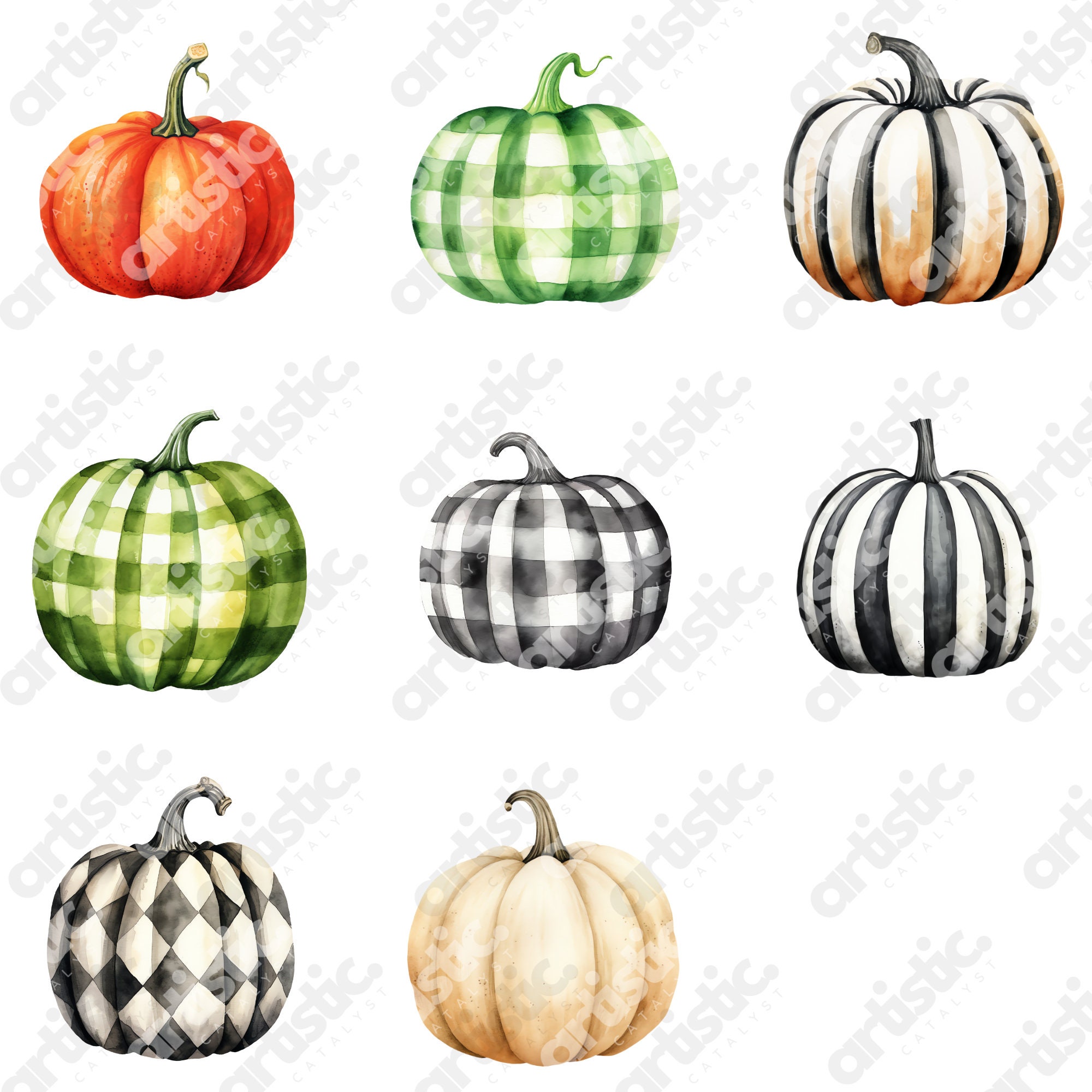 Watercolor Pumpkin Clipart Bundle: Retro Fall PNG (digital Download) - Etsy