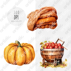Watercolor Autumn Clipart Bundle: Cozy Fall PNG Images (26 Files) - Etsy