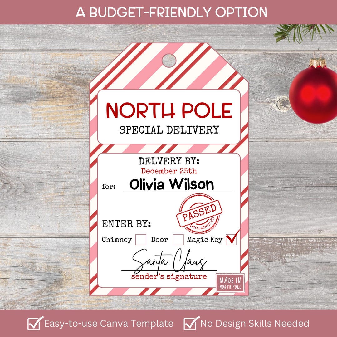Editable North Pole Delivery Tags - Elf Express Christmas Gift Tags ...