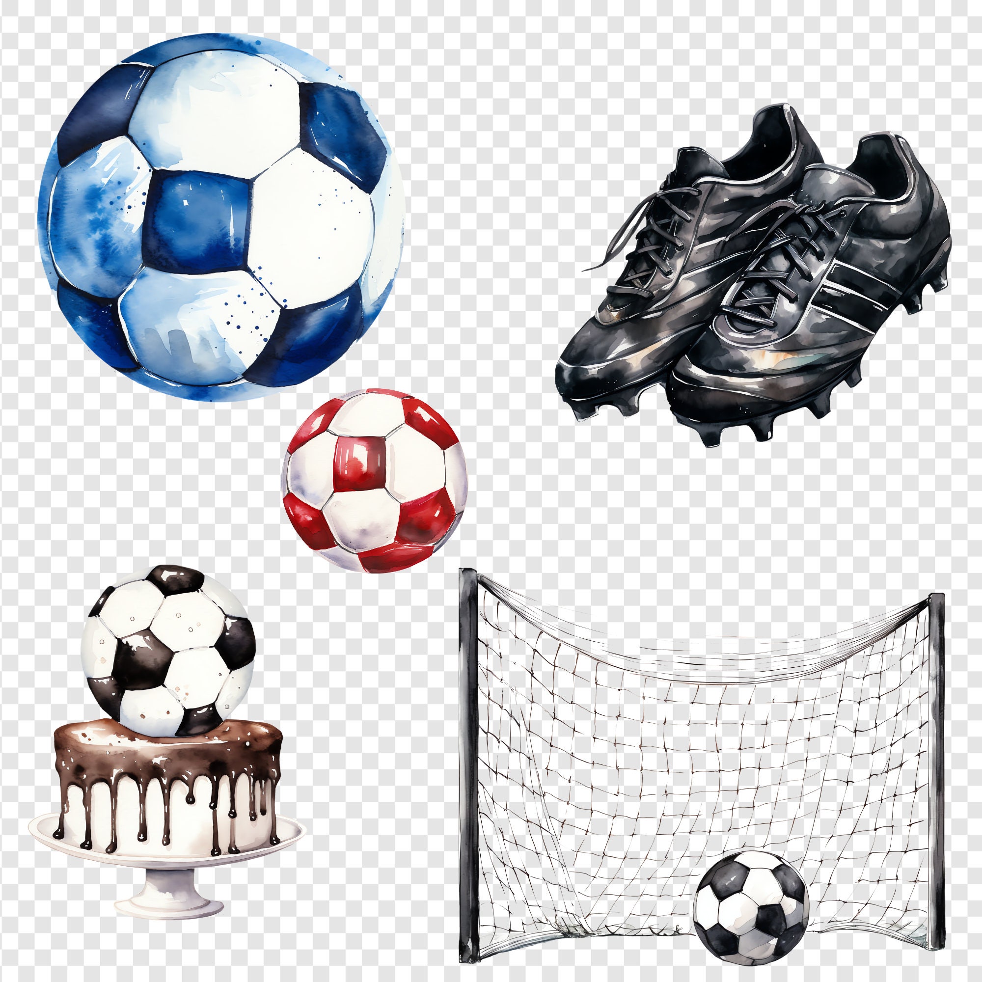 Soccer Clipart: Watercolor Sports Graphics (PNG Transparent Files) - Etsy