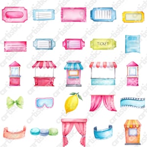 Pink Movie Night Clipart: Glam Cinema PNG Bundle (digital Download - Etsy