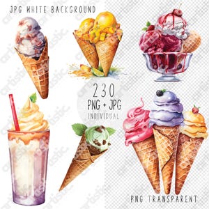 Watercolor Ice Cream Clipart: Summer Desserts PNG (digital Download) - Etsy