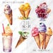 Watercolor Ice Cream Clipart: Summer Desserts PNG (digital Download) - Etsy