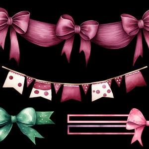 Bow Clipart | Watercolor Ribbon Clip Art Bundle Set | Transparent PNG ...