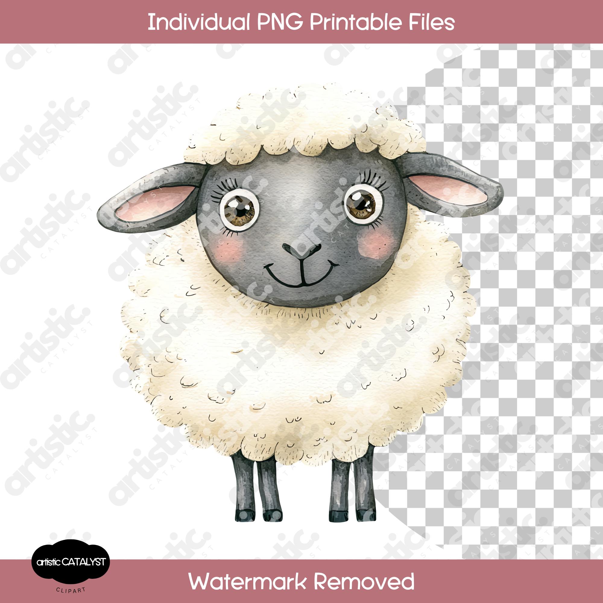 Watercolor Sheep Clipart Bundle: Farm Animal Graphics (digital Download ...