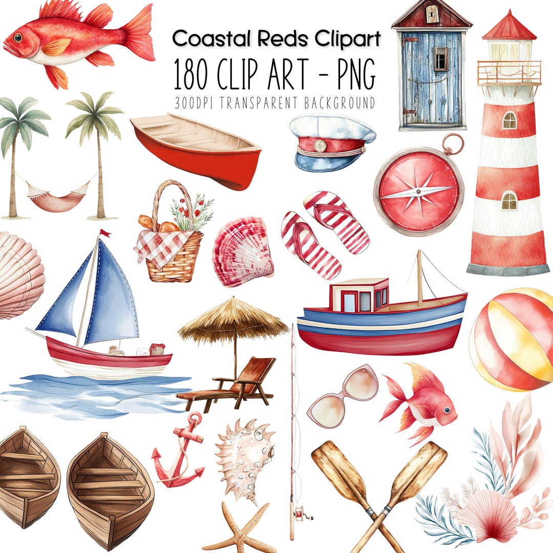 Nautical Watercolor Clipart Bundle: Ocean Life PNG Designs (digital ...