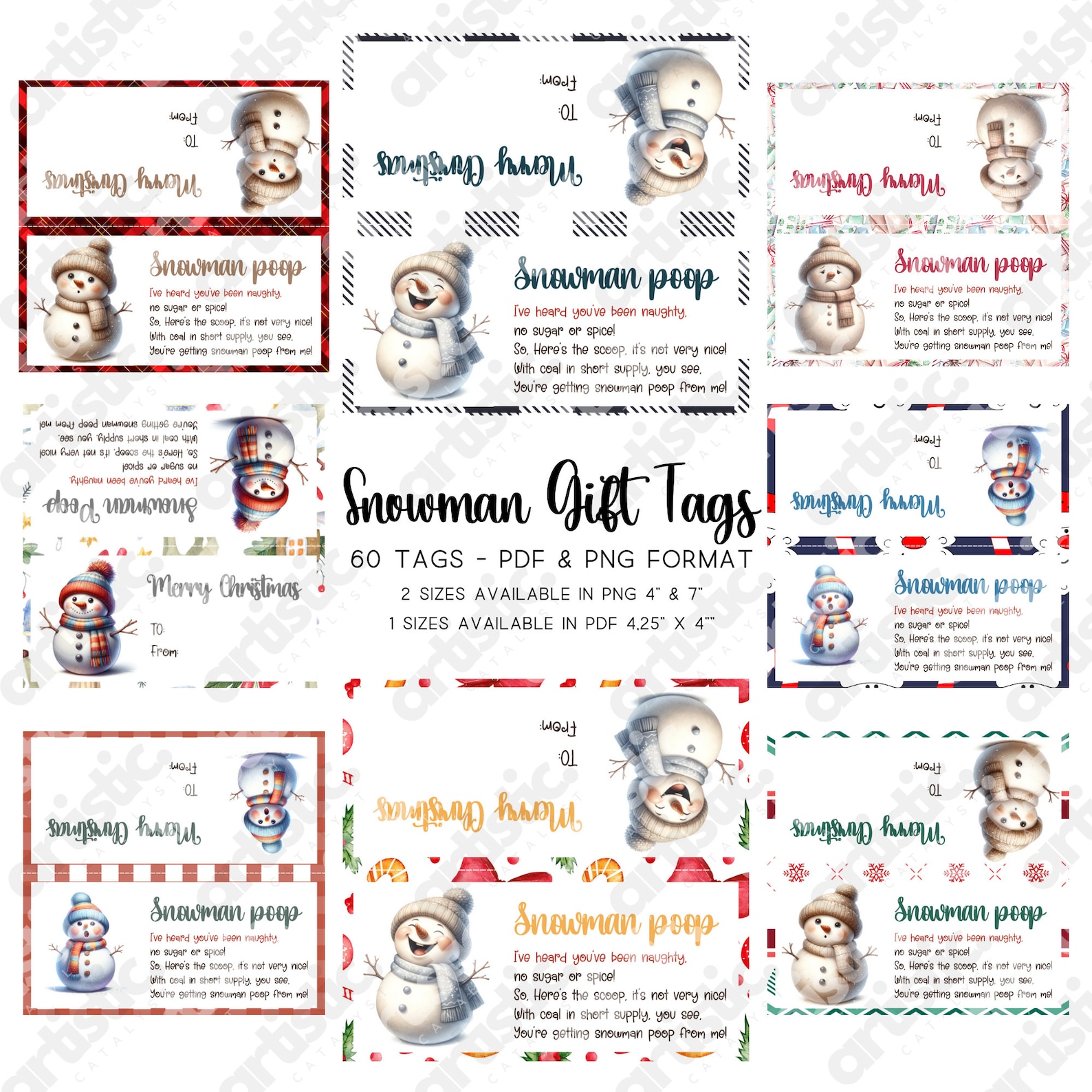 Snowman Poop Gift Tags - Printable for Kids - Christmas Eve Fun ...