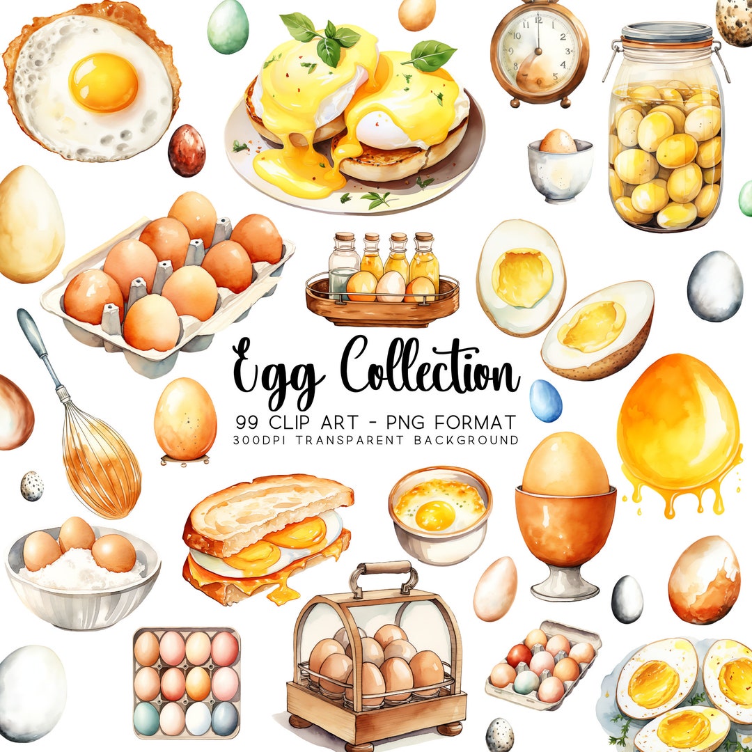 Egg Clipart Bundle: Breakfast Food Graphics (99 PNG Images) - Etsy